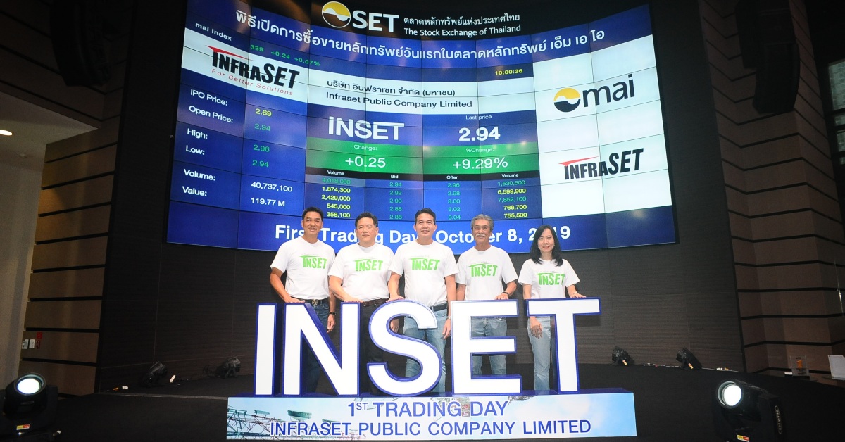 INSET เทรดวันแรกพุ่งเหนือจอง 9.29% - Hoonsmart