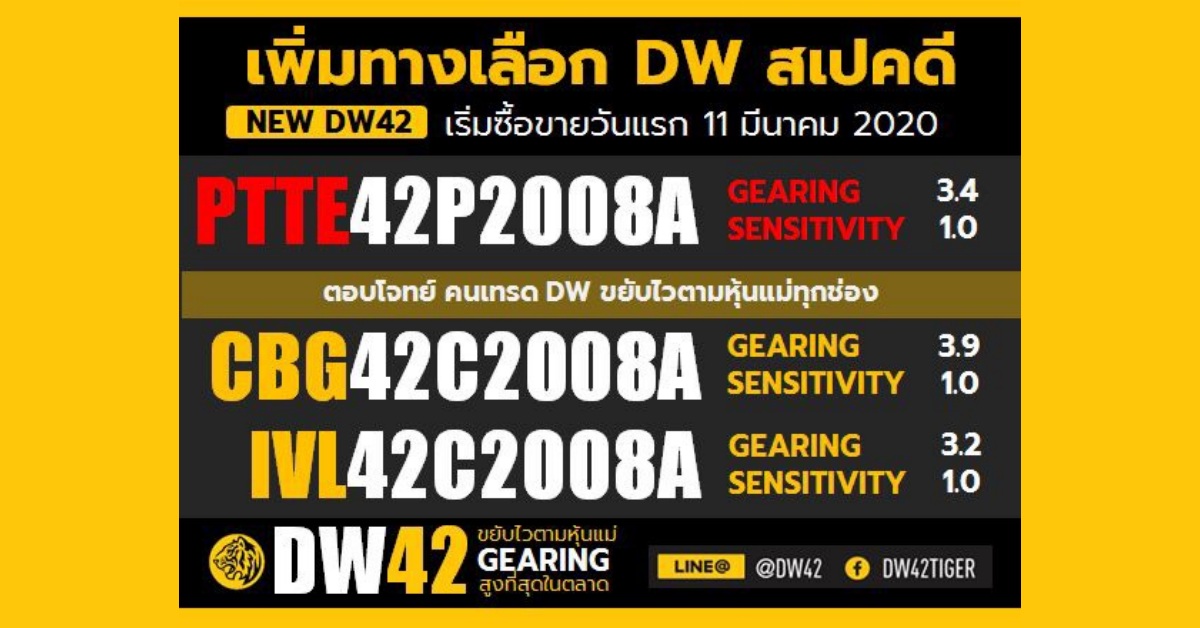 เมย์แบงก์ฯ ออก DW42 รุ่นใหม่อิง CBG-IVL-PTTEP ซื้อขาย 11 มี.ค. - Hoonsmart