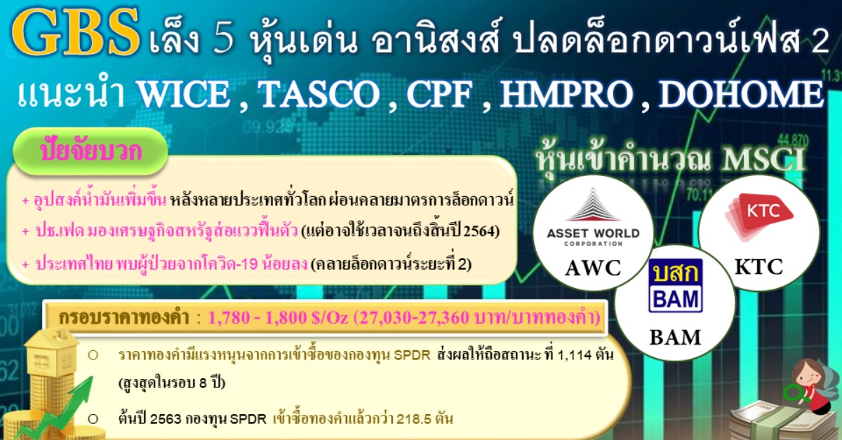 โกลเบล็กคัด 5 หุ้นเด่นคาด Q2/63 งบสวย WICE-TASCO-CPF-HMPRO-DOHOME - Hoonsmart