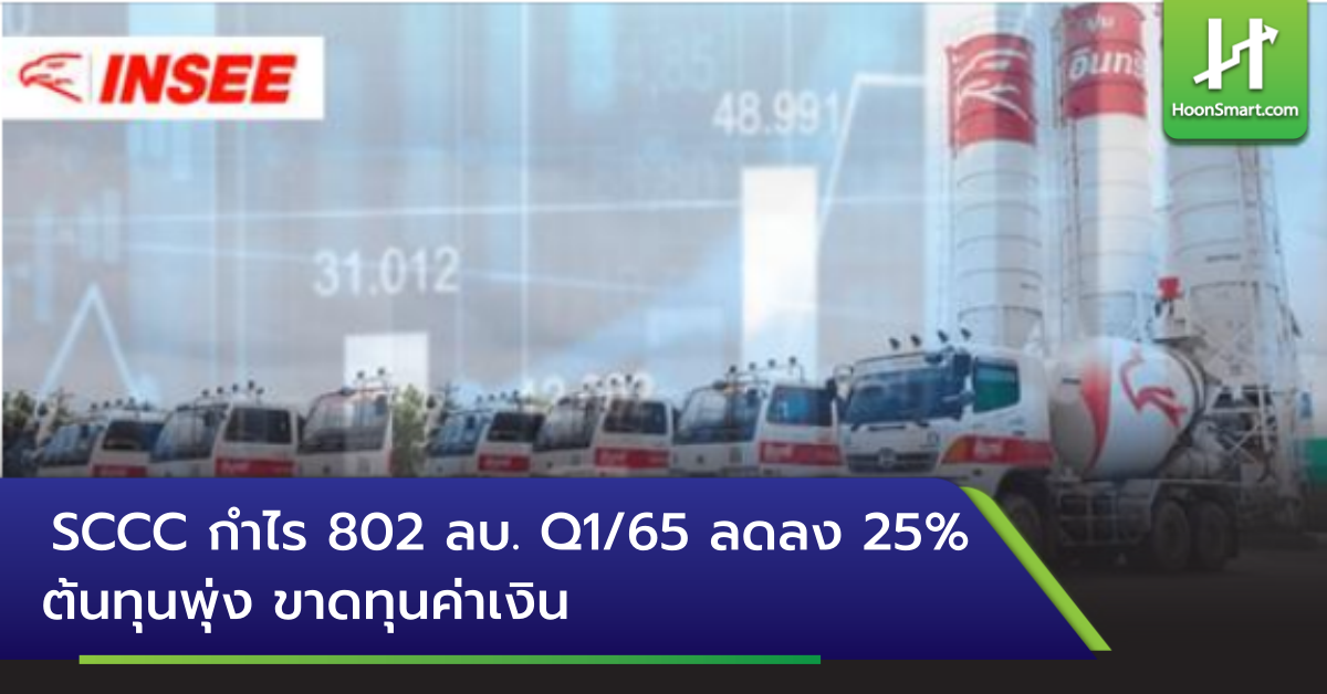 SCCC กำไร 802 ลบ. Q1/65 ลดลง 25% ต้นทุนพุ่ง ขาดทุนค่าเงิน - Hoonsmart