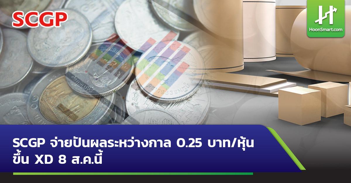 SCGP จ่ายปันผลระหว่างกาล 0.25 บาท/หุ้น ขึ้น XD 8 ส.ค.นี้ - Hoonsmart
