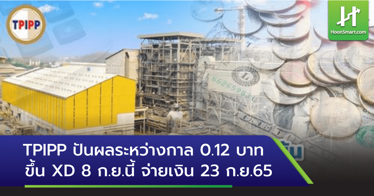 TPIPP ปันผลระหว่างกาล 0.12 บาท ขึ้น XD 8 ก.ย.นี้ จ่ายเงิน 23 ก.ย.65 ...