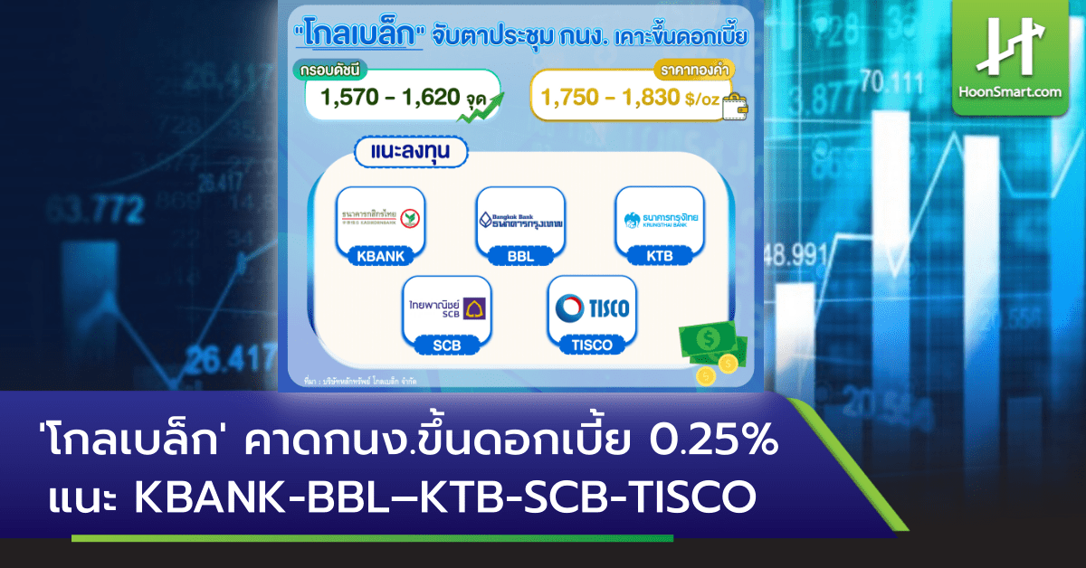 โกลเบล็กคาดกนง.ขึ้นดอกเบี้ย 0.25% แนะ KBANK-BBL–KTB-SCB-TISCO - Hoonsmart