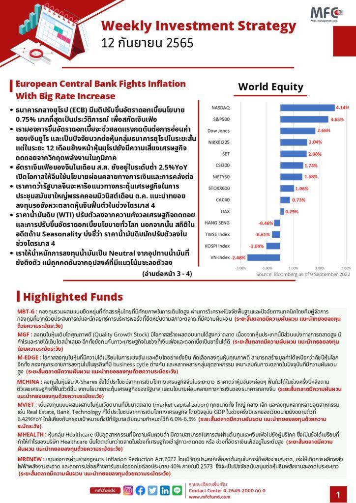 MFC : ECB มีมติปรับขึ้นดอกเบี้ยนโยบาย 0.75% มากที่สุดเป็นประวัติการณ์ - Hoonsmart