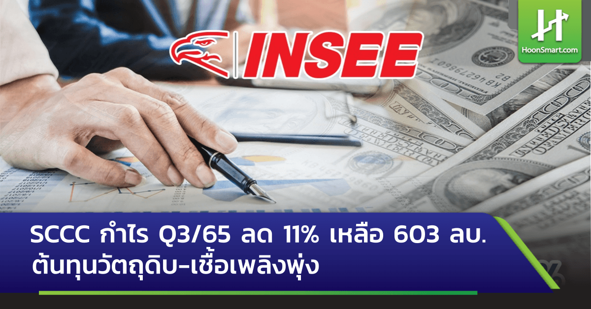 SCCC กำไร Q3/65 ลด 11% เหลือ 603 ลบ. ต้นทุนวัตถุดิบ-เชื้อเพลิงพุ่ง - Hoonsmart