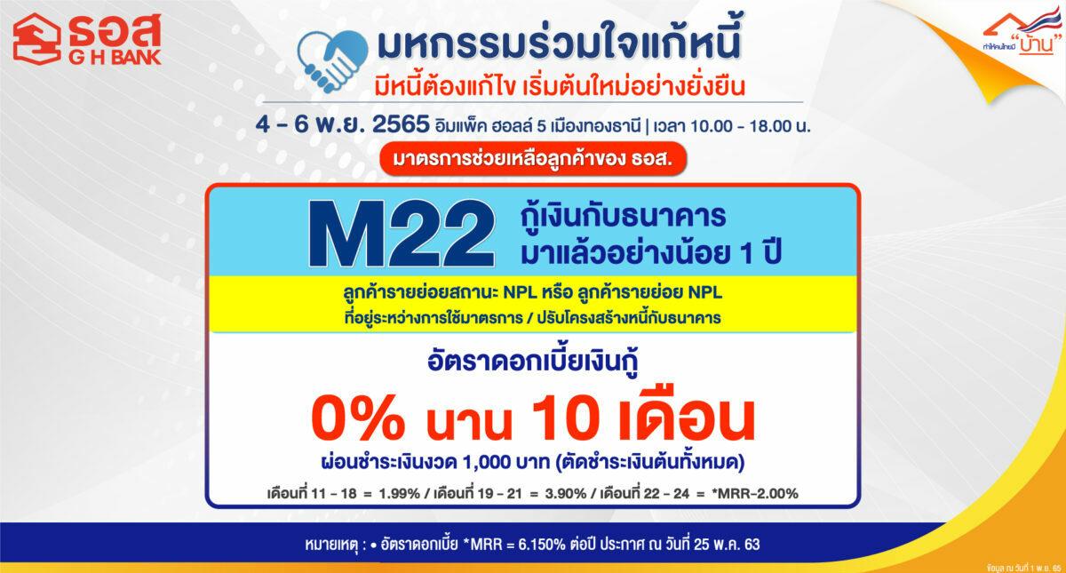 ธอส. จัดมาตรการ 22 [M22] ช่วยเหลือรายย่อย NPL ผ่อนต่ำ ดอกพิเศษ 2 ปี - Hoonsmart