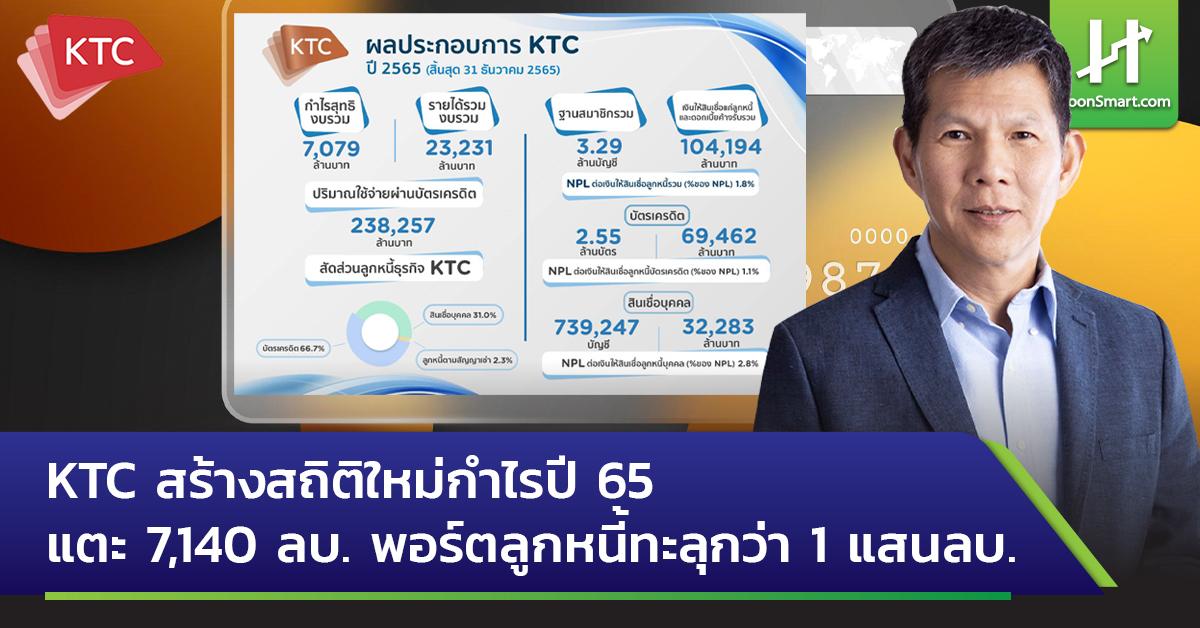 KTC สร้างสถิติใหม่กำไรปี 65 แตะ 7,140 ลบ. พอร์ตลูกหนี้ทะลุกว่า 1 แสนลบ. - Hoonsmart