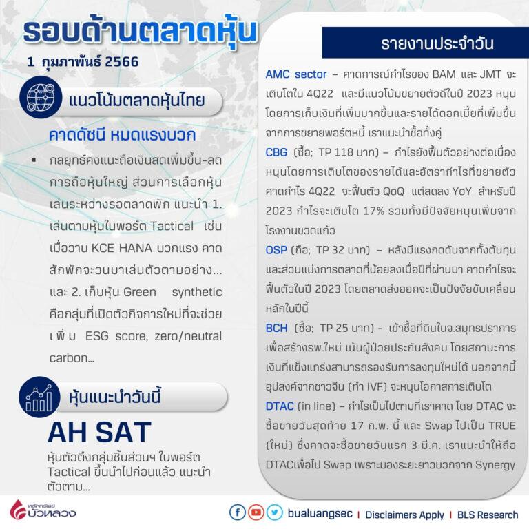 "บล.บัวหลวง" แนะ AH-SAT พร้อมคัดหุ้นเด่นก.พ.ชู PSL-VGI-NETBAY-QH ...