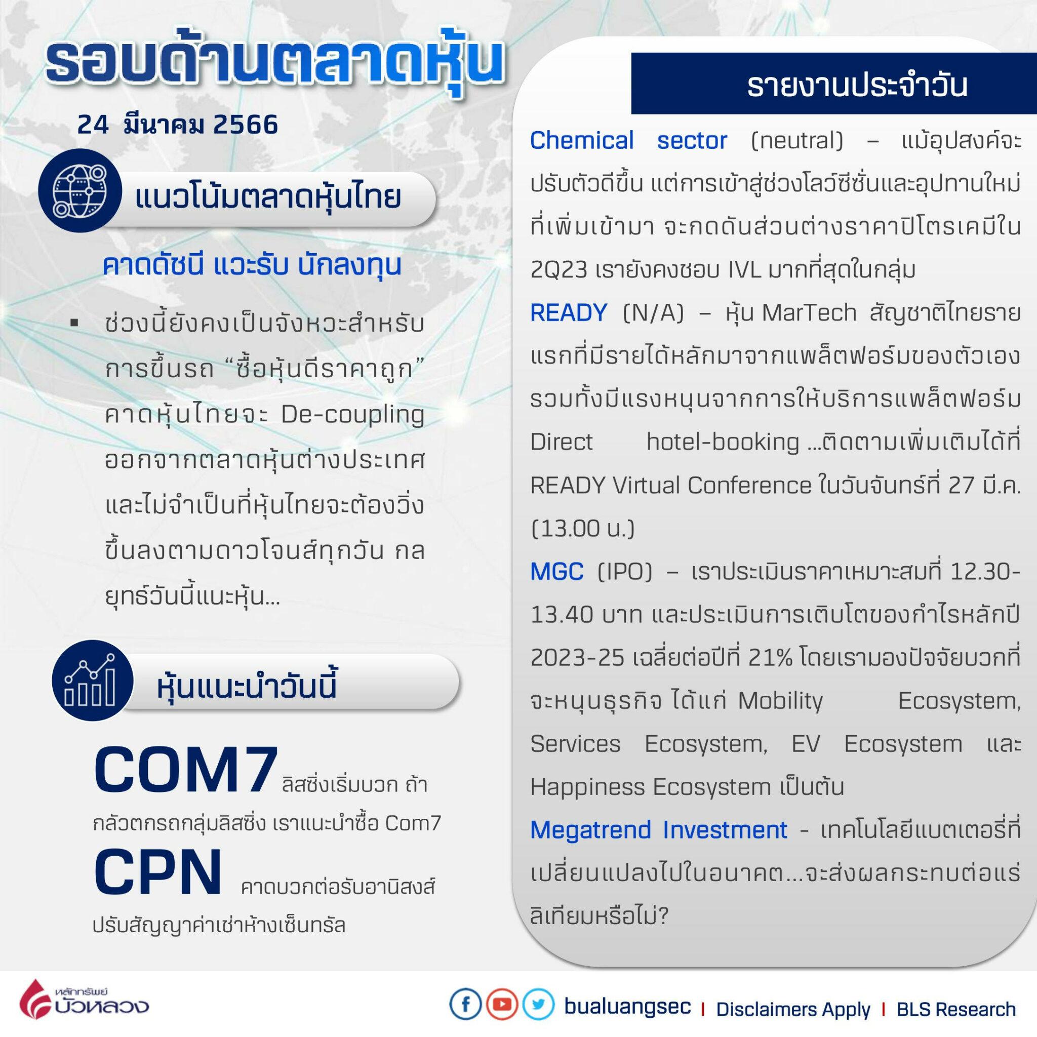 บล.บัวหลวงชี้จังหวะซื้อหุ้นดีราคาถูก ชี้เป้า COM7-CPN - Hoonsmart