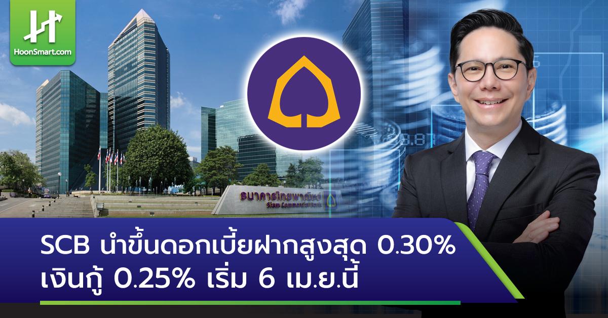 SCB นำขึ้นดอกเบี้ยเงินฝากสูงสุด 0.30% เงินกู้ยืม 0.25% - Hoonsmart