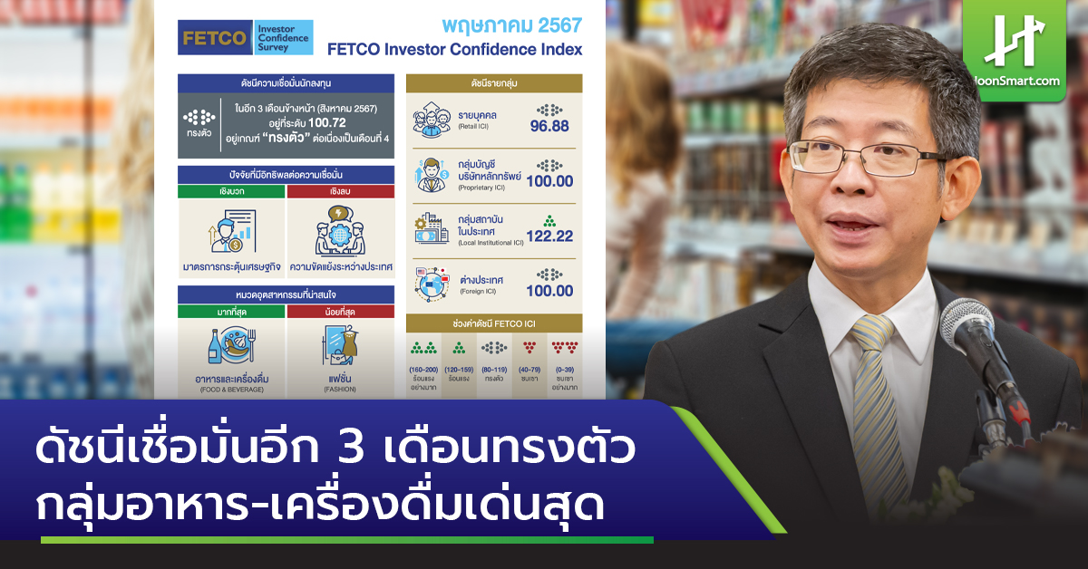 ดัชนีเชื่อมั่นอีก 3 เดือนทรงตัว กลุ่มอาหาร-เครื่องดื่มเด่นสุด - Hoonsmart