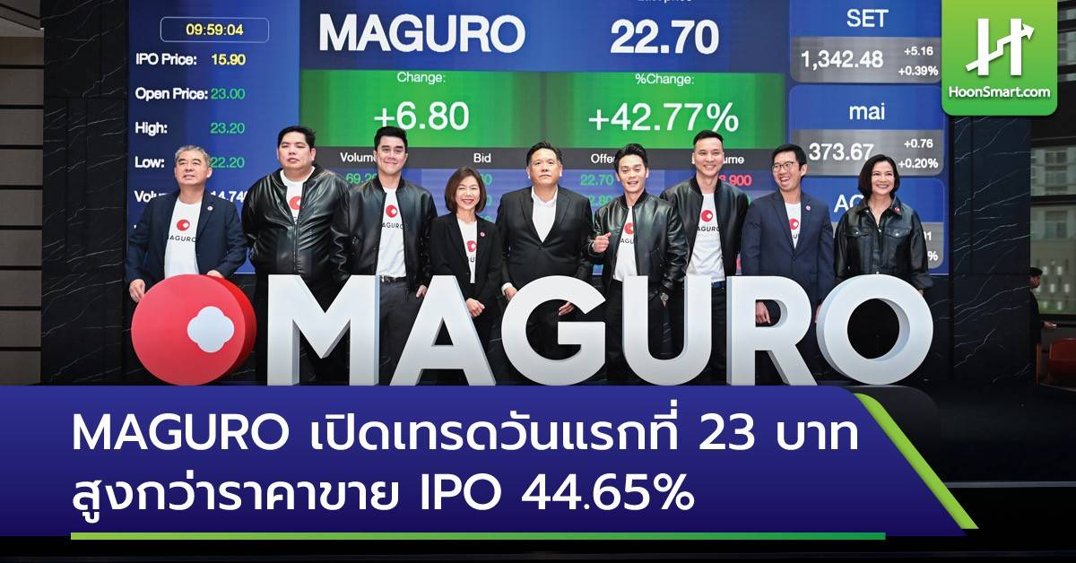 MAGURO เปิดเทรดวันแรกที่ 23 บาท สูงกว่าราคาขาย IPO 44.65% - Hoonsmart