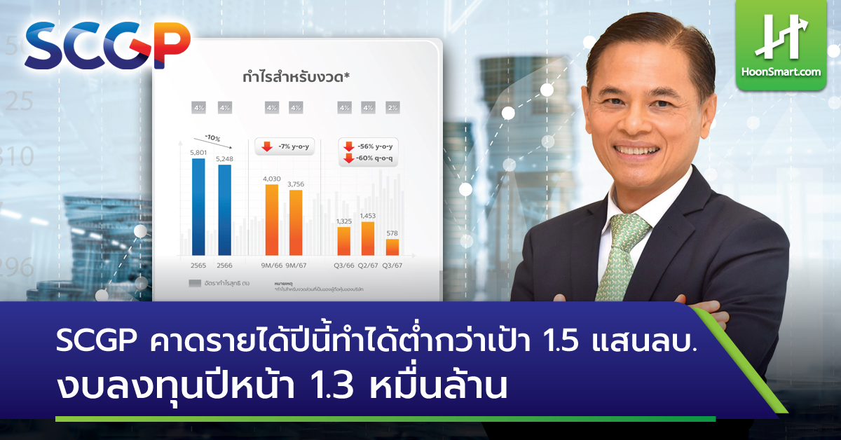 SCGP คาดรายได้ปีนี้ทำได้ต่ำกว่าเป้า 1.5 แสนลบ. งบลงทุนปีหน้า 1.3 หมื่นล้าน - Hoonsmart