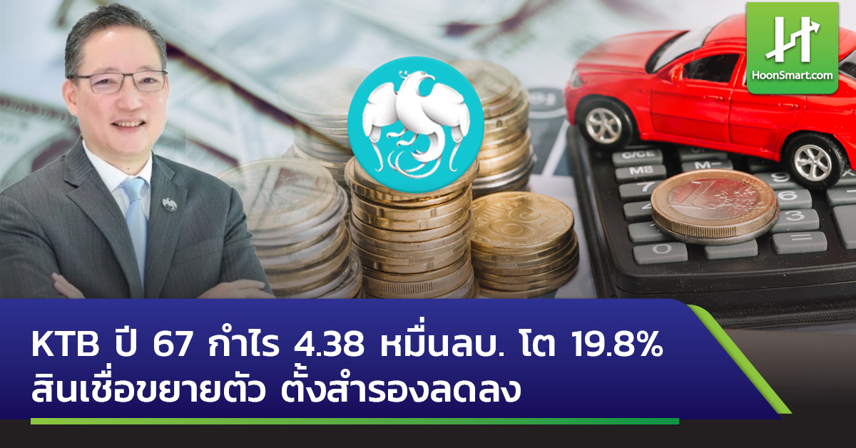 KTB ปี 67 กำไร 4.38 หมื่นลบ. โต 19.8% สินเชื่อขยายตัว ตั้งสำรองลดลง - Hoonsmart