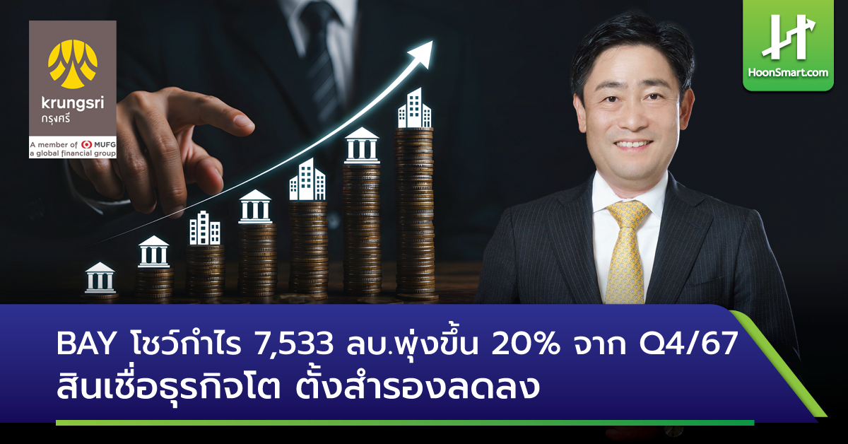 BAY โชว์กำไร 7,533 ลบ.พุ่งขึ้น 20%จากQ4/67 สินเชื่อธุรกิจโต ตั้งสำรองลดลง - Hoonsmart