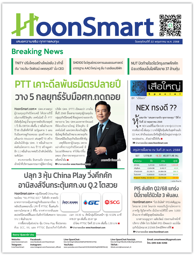 หนังสือพิมพ์ HoonSmart ปีที่ 8 ฉบับวันที่ 22 พ.ค. 2568 - Hoonsmart