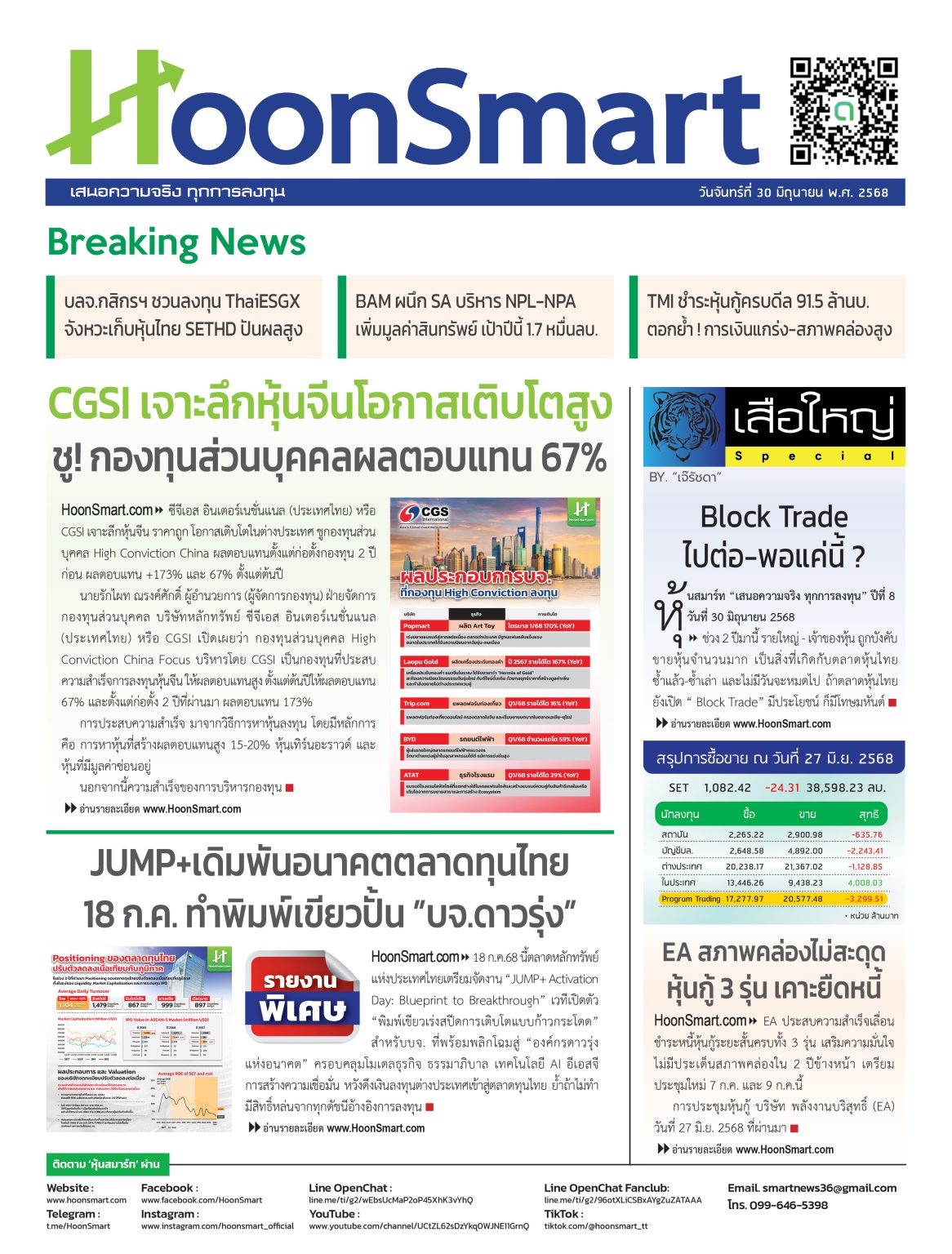 หนังสือพิมพ์ HoonSmart ปีที่ 8 ฉบับวันที่ 30 มิ.ย. 2568 - Hoonsmart
