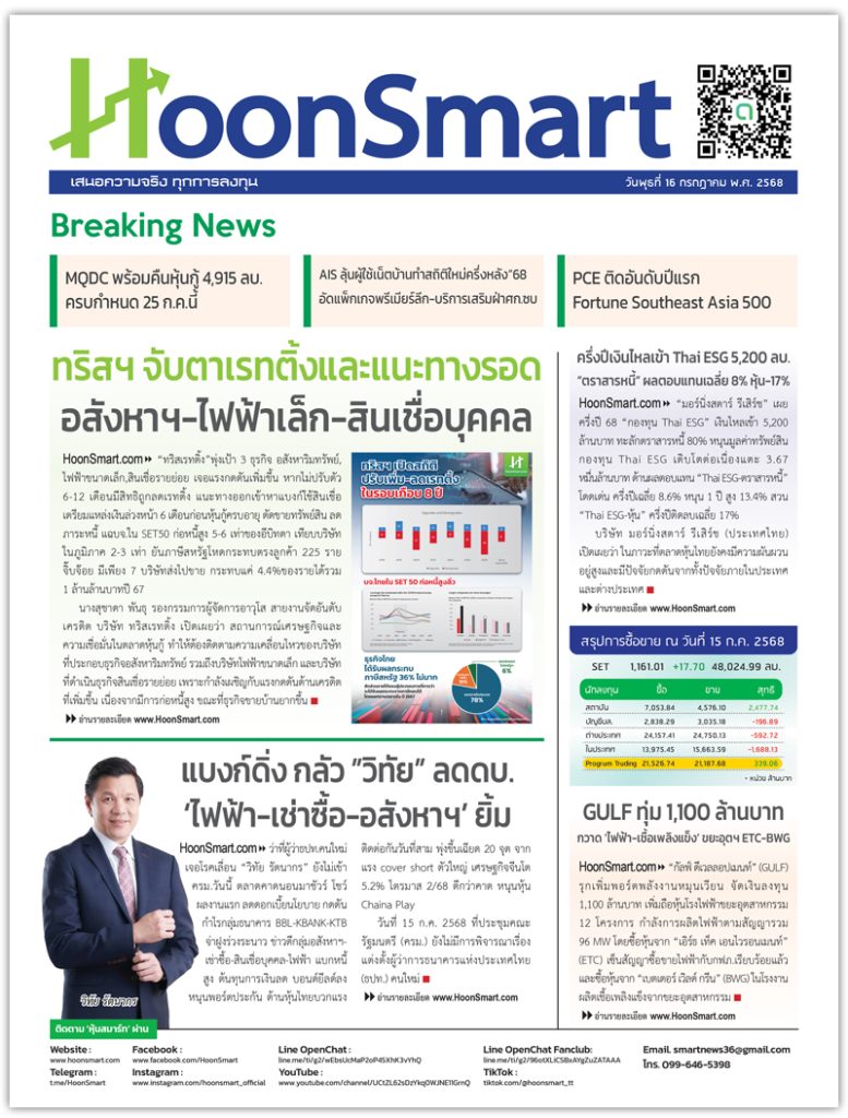 หนังสือพิมพ์ HoonSmart ปีที่ 8 ฉบับวันที่ 16 ก.ค.2568 - Hoonsmart