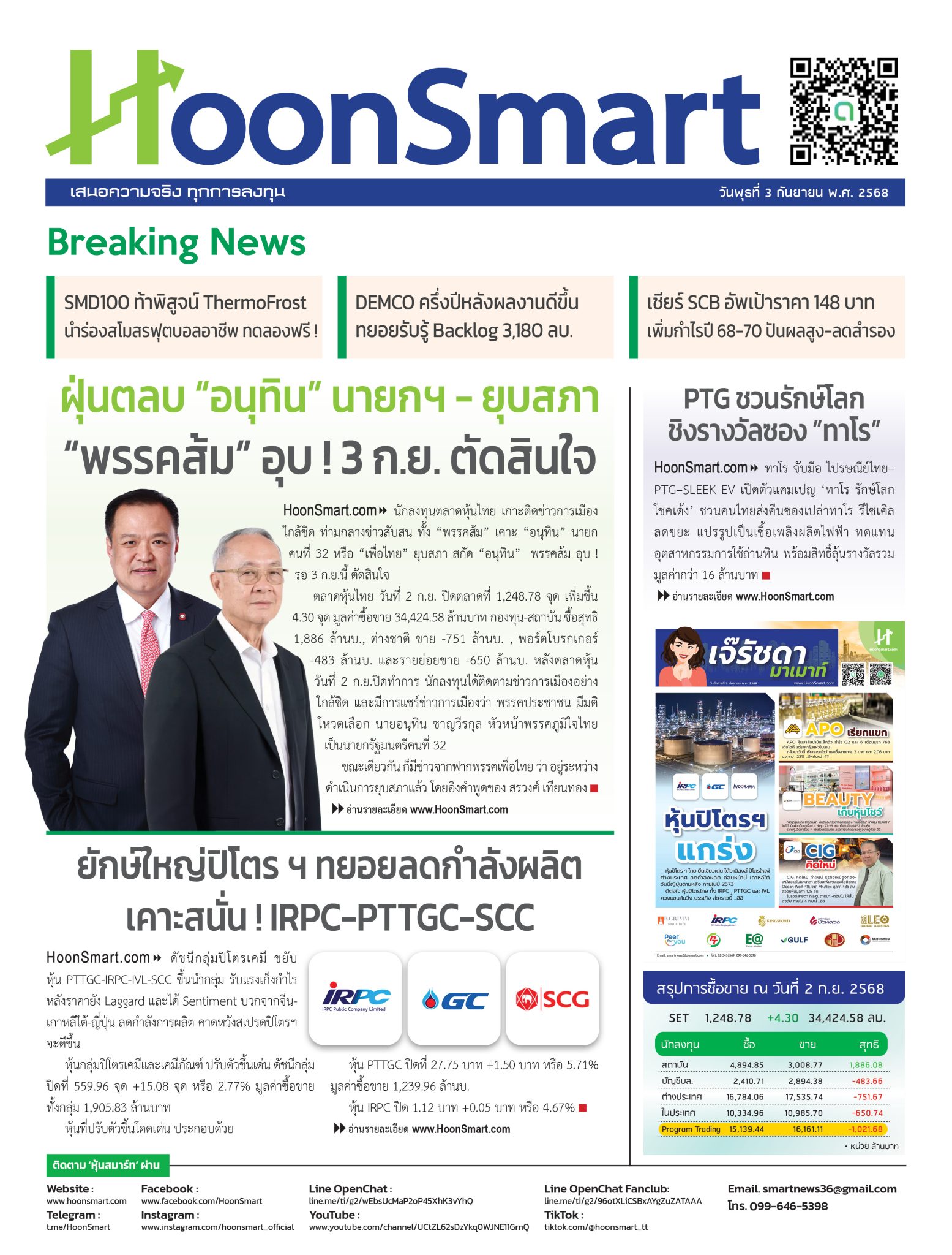 หนังสือพิมพ์ HoonSmart ปีที่ 8 ฉบับวันที่ 3 ก.ย. 2568 - Hoonsmart
