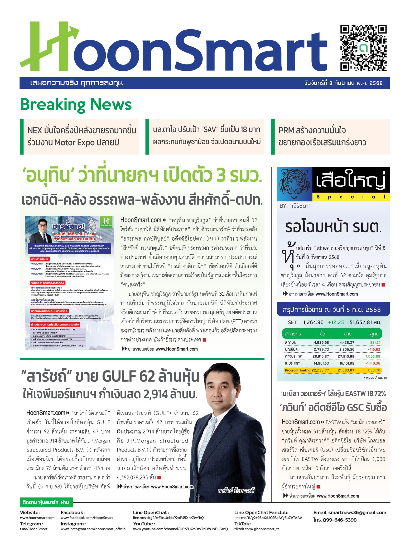 หนังสือพิมพ์ HoonSmart ปีที่ 8 ฉบับวันที่ 8 ก.ย. 2568 - Hoonsmart
