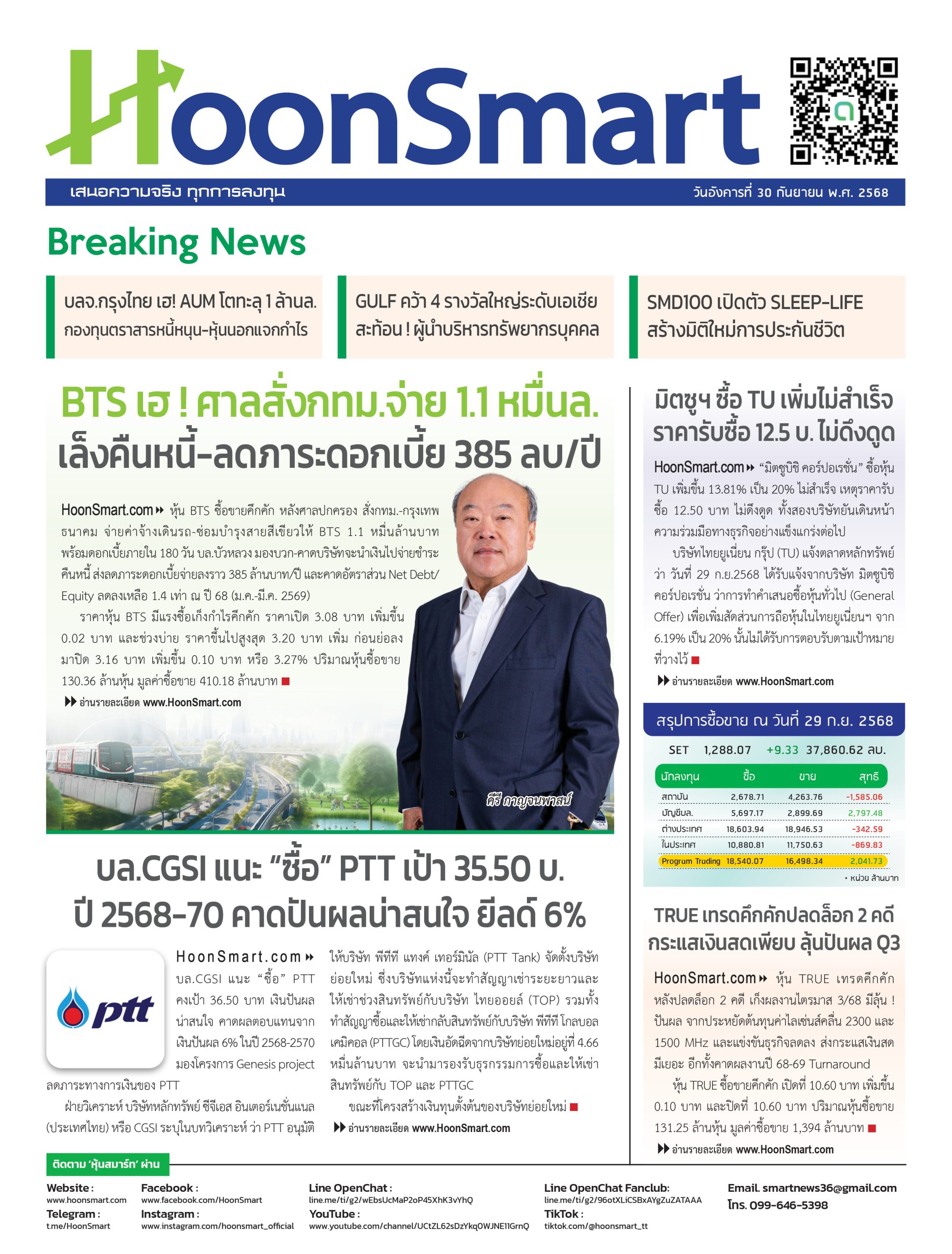 หนังสือพิมพ์ HoonSmart ปีที่ 8 ฉบับวันที่ 30 ก.ย. 2568 - Hoonsmart
