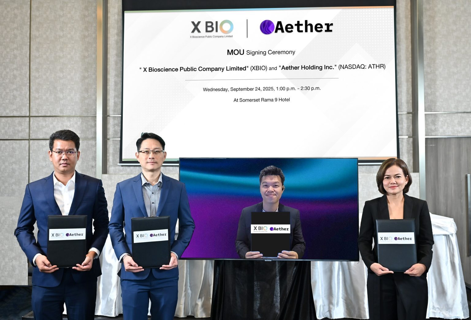 XBIO X Aether Holding Inc. เซ็น MOU ศึกษา Bitcoin Treasury - Hoonsmart
