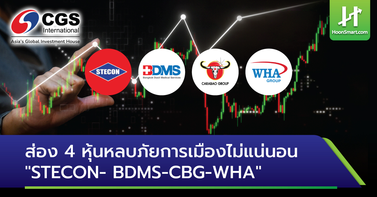 ส่อง 4 หุ้นหลบภัยการเมืองไม่แน่นอน STECON- BDMS-CBG-WHA - Hoonsmart