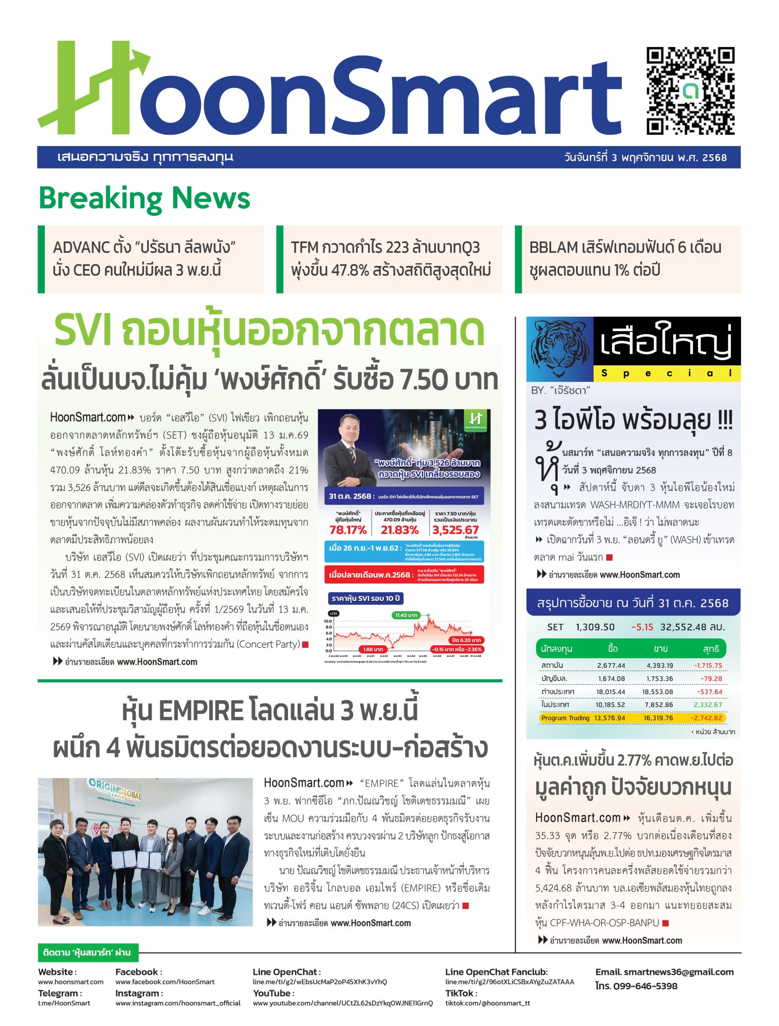 หนังสือพิมพ์ HoonSmart ปีที่ 8 ฉบับวันที่ 3 พ.ย. 2568 - Hoonsmart
