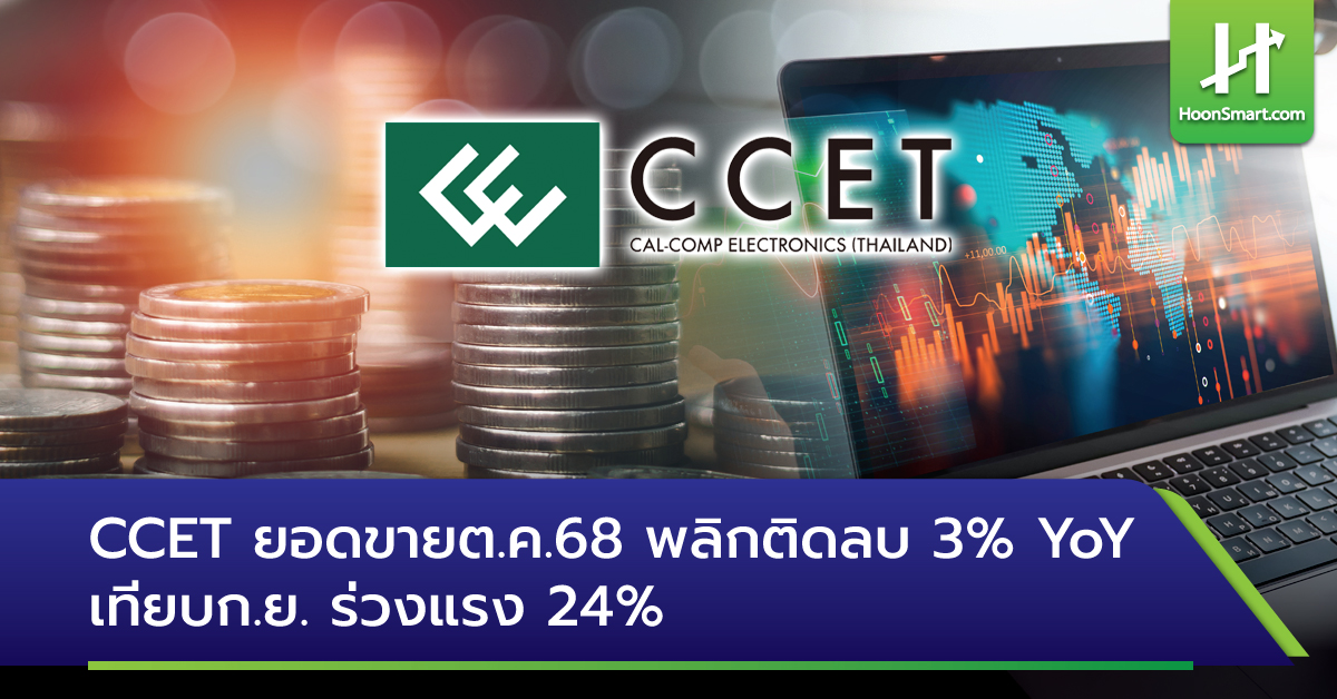CCET ยอดขายเดือนต.ค.68 พลิกติดลบ 3% YoY เทียบก.ย.ร่วงแรง 24% - Hoonsmart