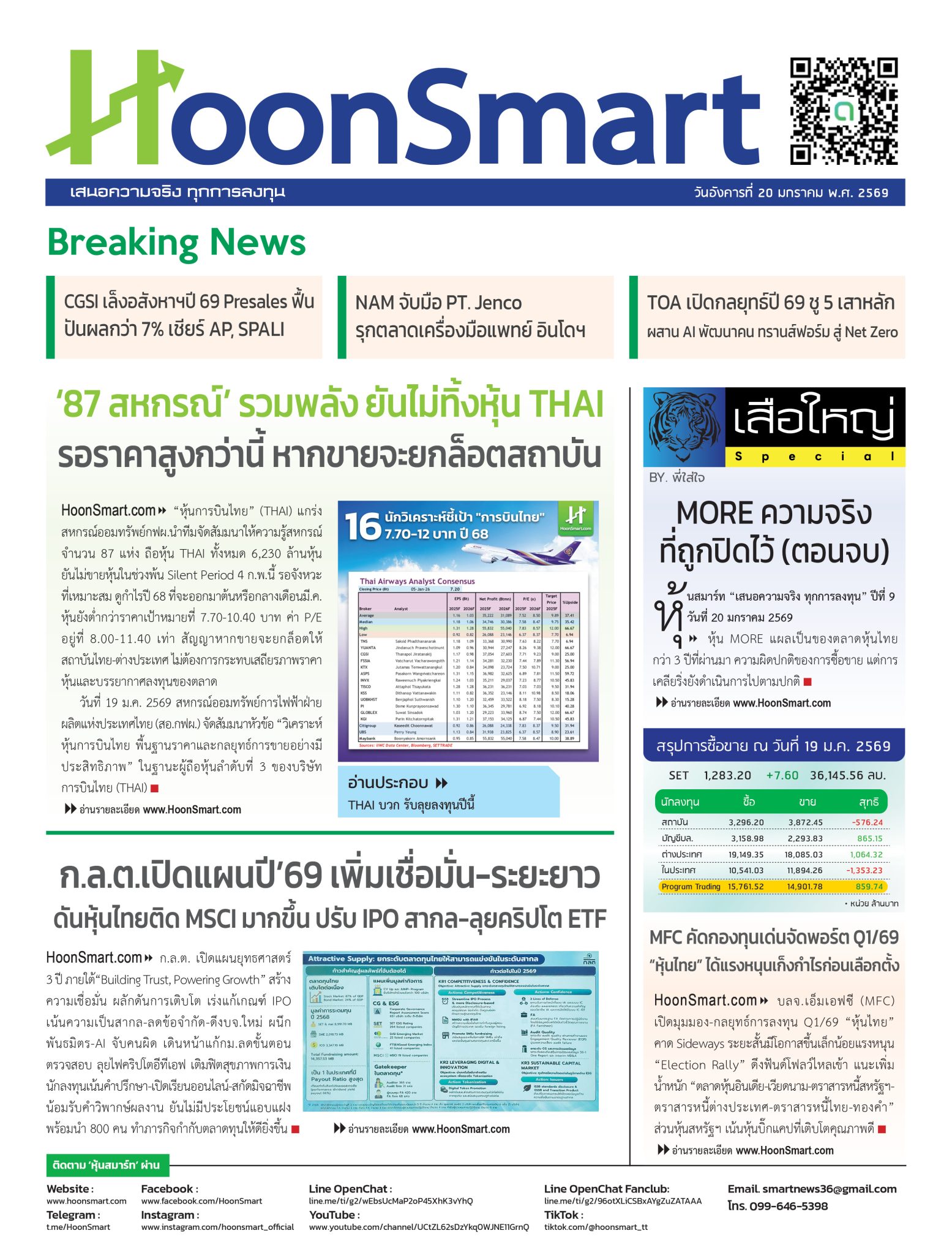 หนังสือพิมพ์ HoonSmart ปีที่ 9 ฉบับวันที่ 20 ม.ค. 2569 - Hoonsmart